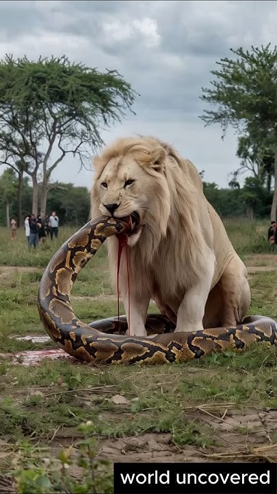 Who Wins? Fierce Lion Battles Giant Python in the Wild #shorts - YouTube