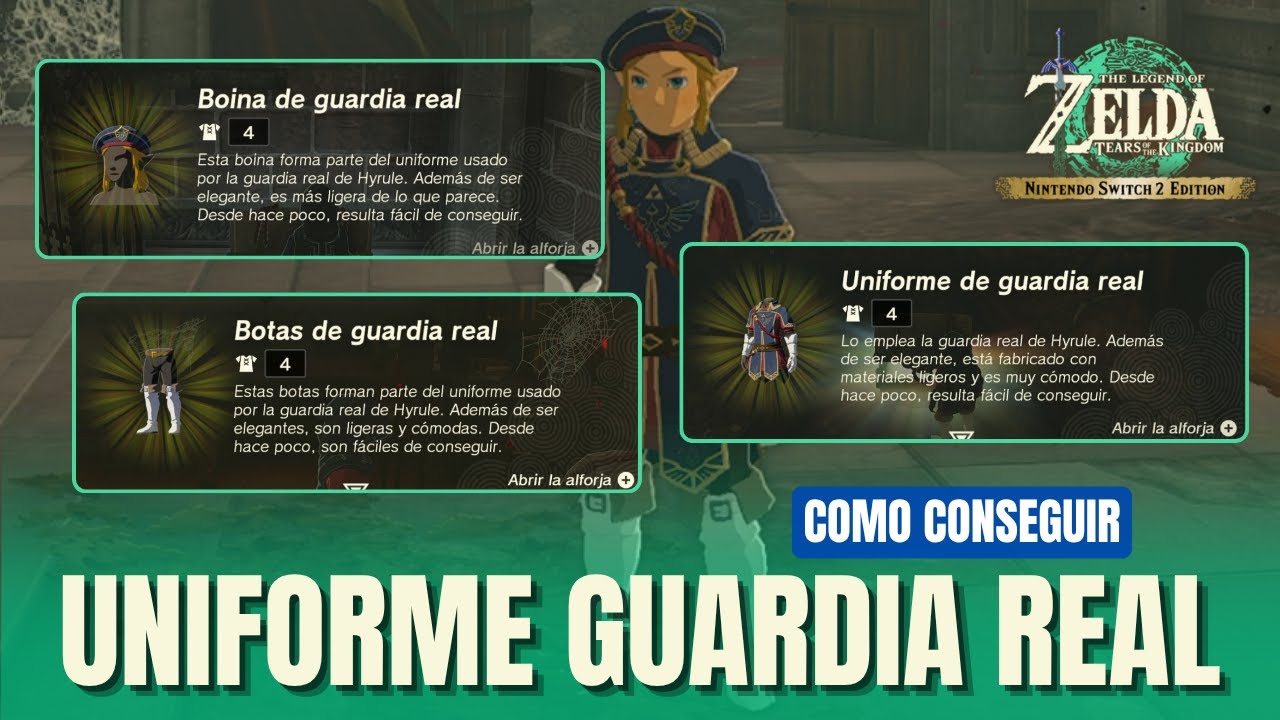 COMO CONSEGUIR UNIFORME GUARDIA REAL COMPLETO (GRATIS) | Zelda Tears of ...