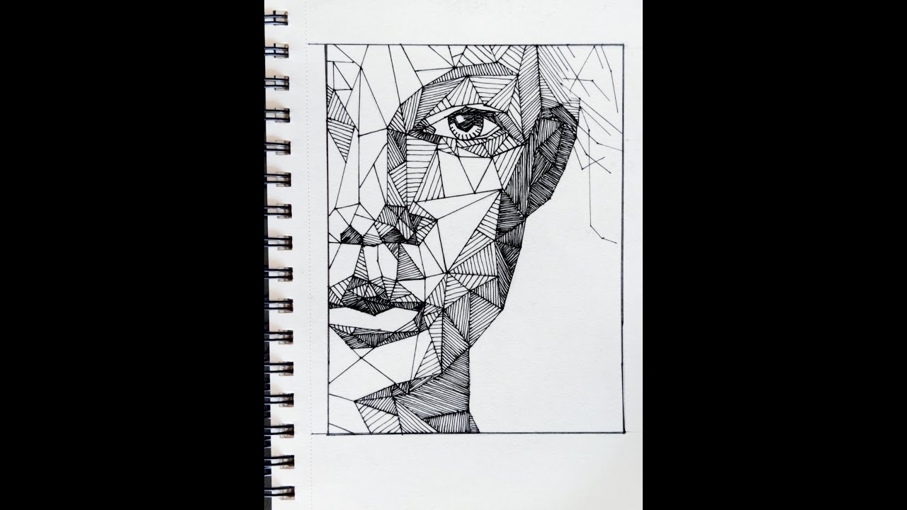 Geometric Portrait Drawing - Line Art - YouTube