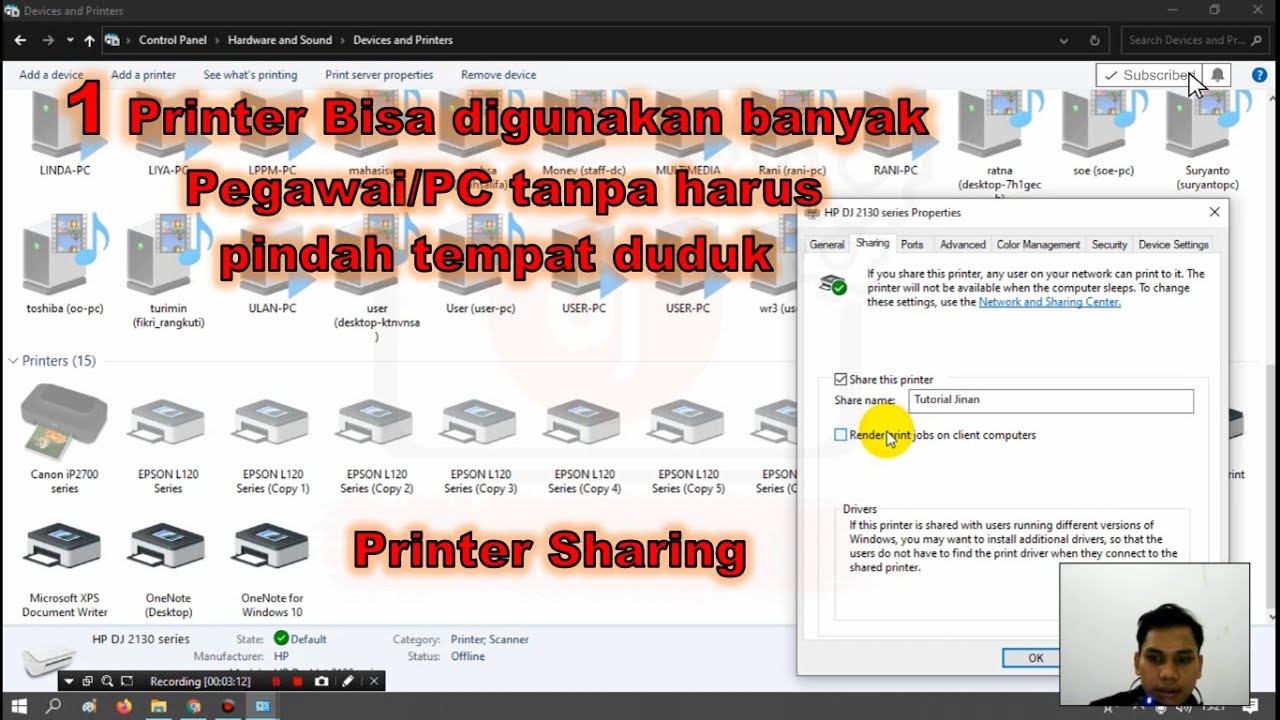 cara sharing printer di windows 7,10_Tutorial Jinan - YouTube