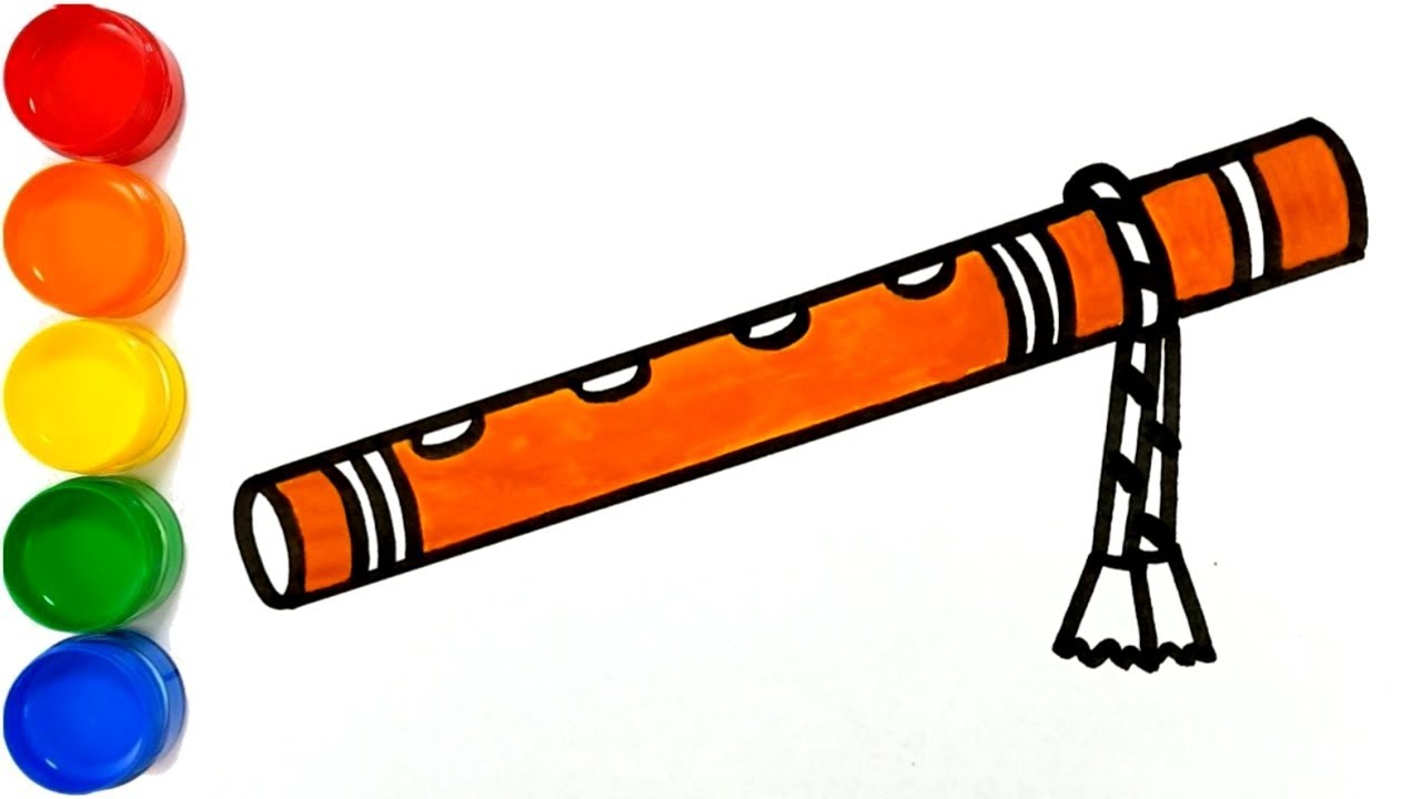 How To Draw Flute Of Krishna | Flute Drawing | Bansuri Drawing | Draw ...