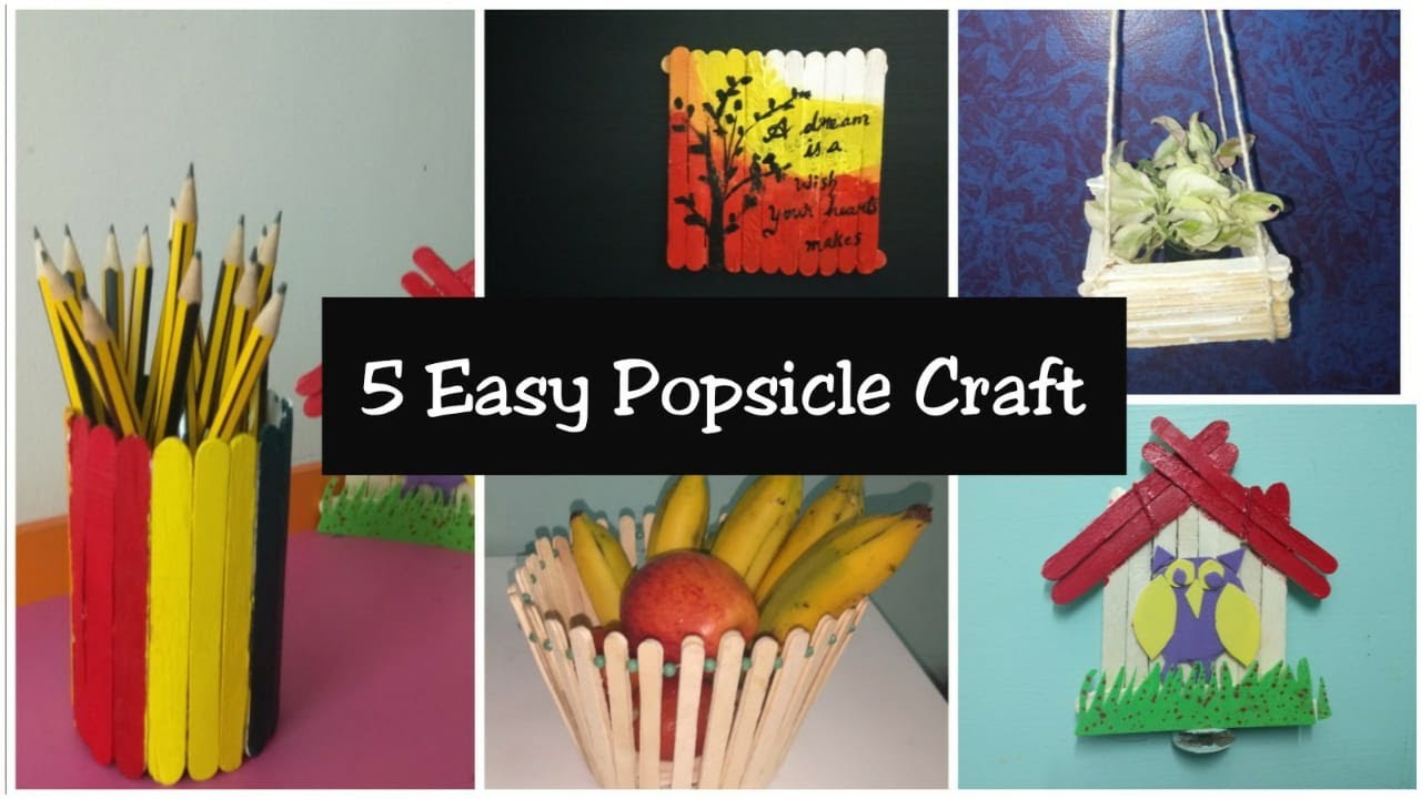 5 Amazing Popsicle stick Craft - YouTube