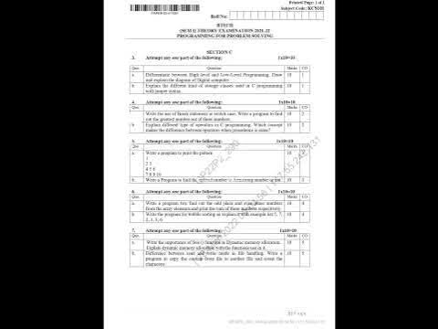 PROGRAMMING FOR PROBLEM SOLVING KCS-101 |AKTU BTECH 1st SEMESTER 2022| - YouTube