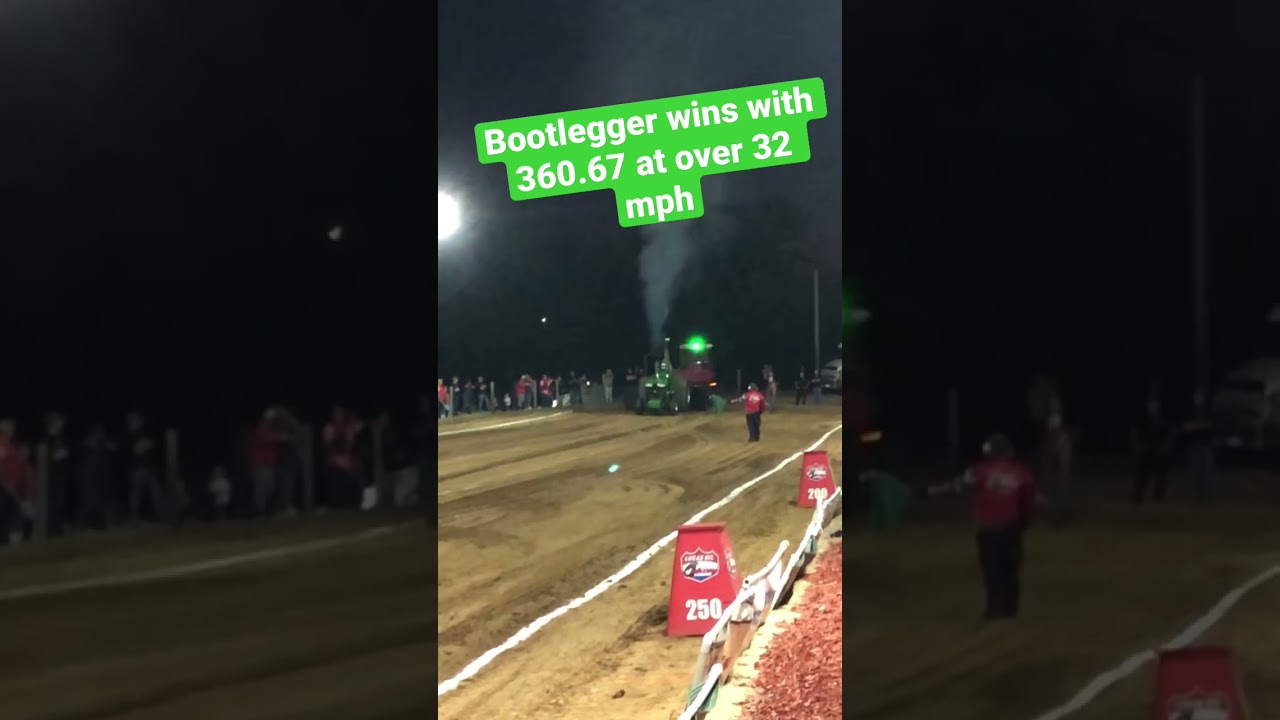Jason Rauen drives the bootlegger to 360.67 #tractorpulling # ...