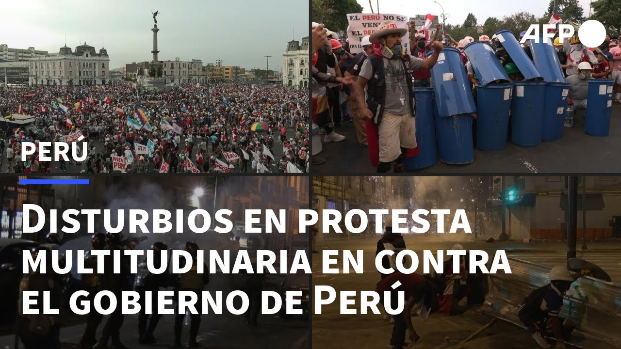 Disturbios en protesta multitudinaria en contra el gobierno de Perú ...