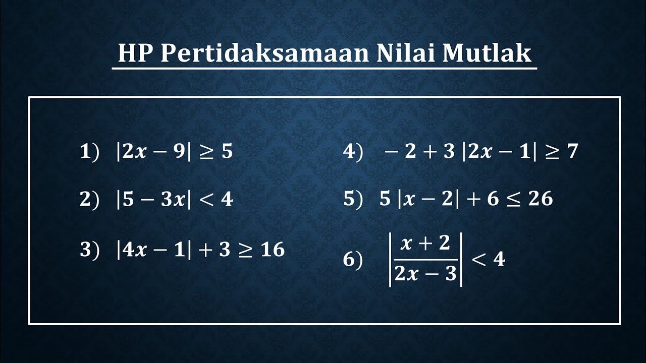 Himpunan Penyelesaian Pertidaksamaan Nilai Mutlak YouTube