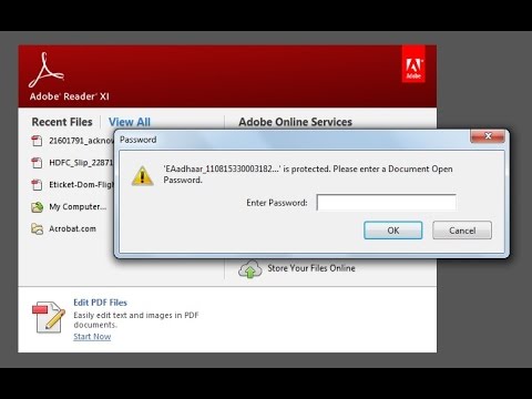 E-Aadhaar card pdf file password - YouTube