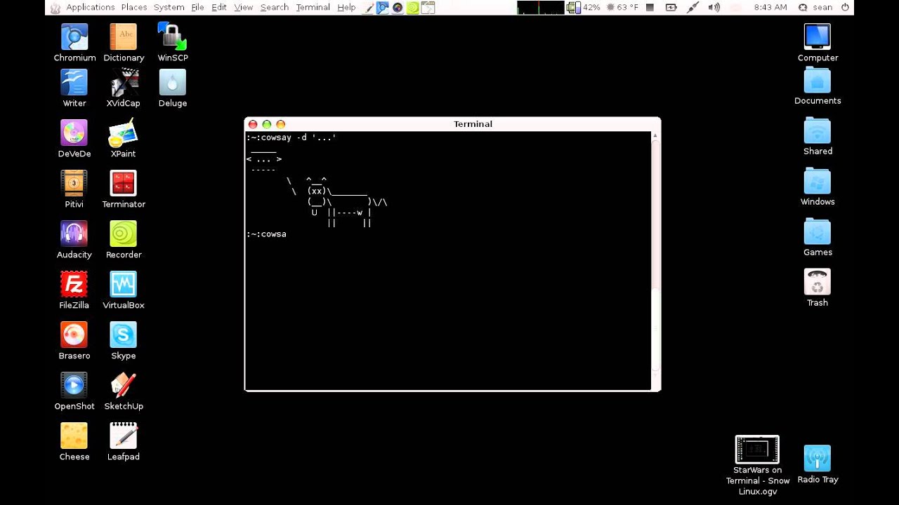 Terminal - Cowsay - Linux - YouTube
