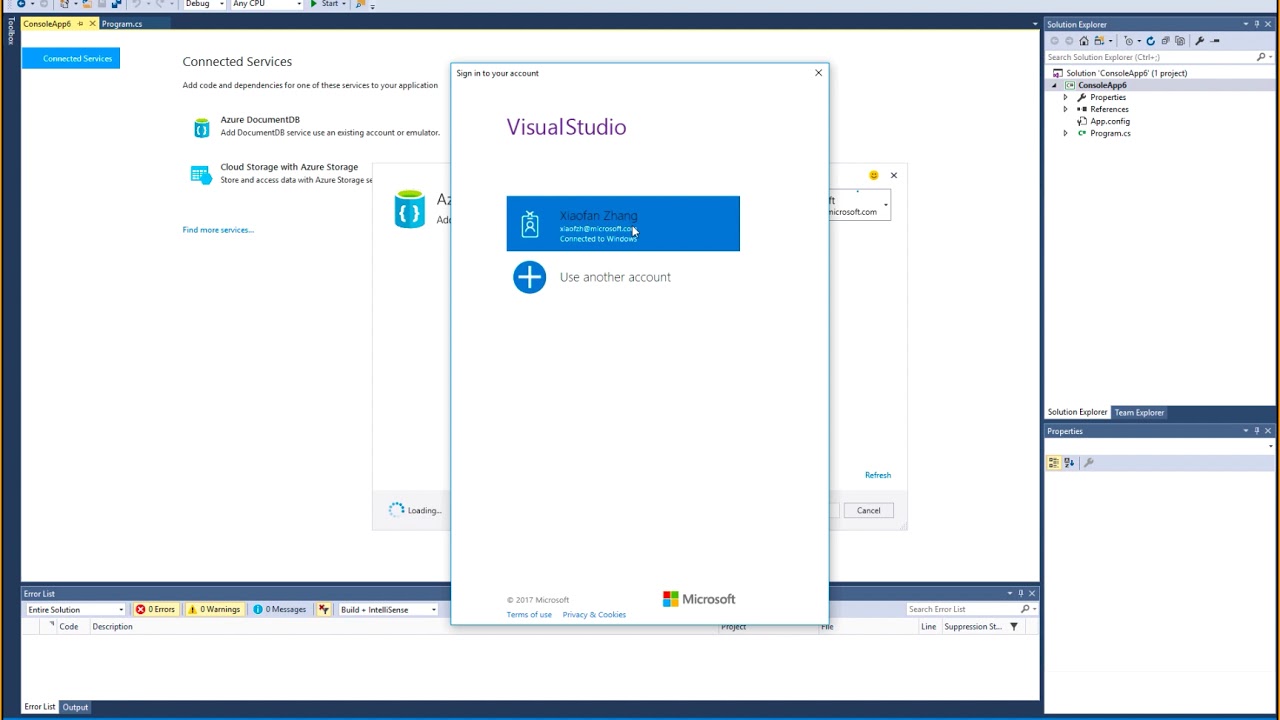 Cosmos DB Connected Service in Visual Studio - YouTube