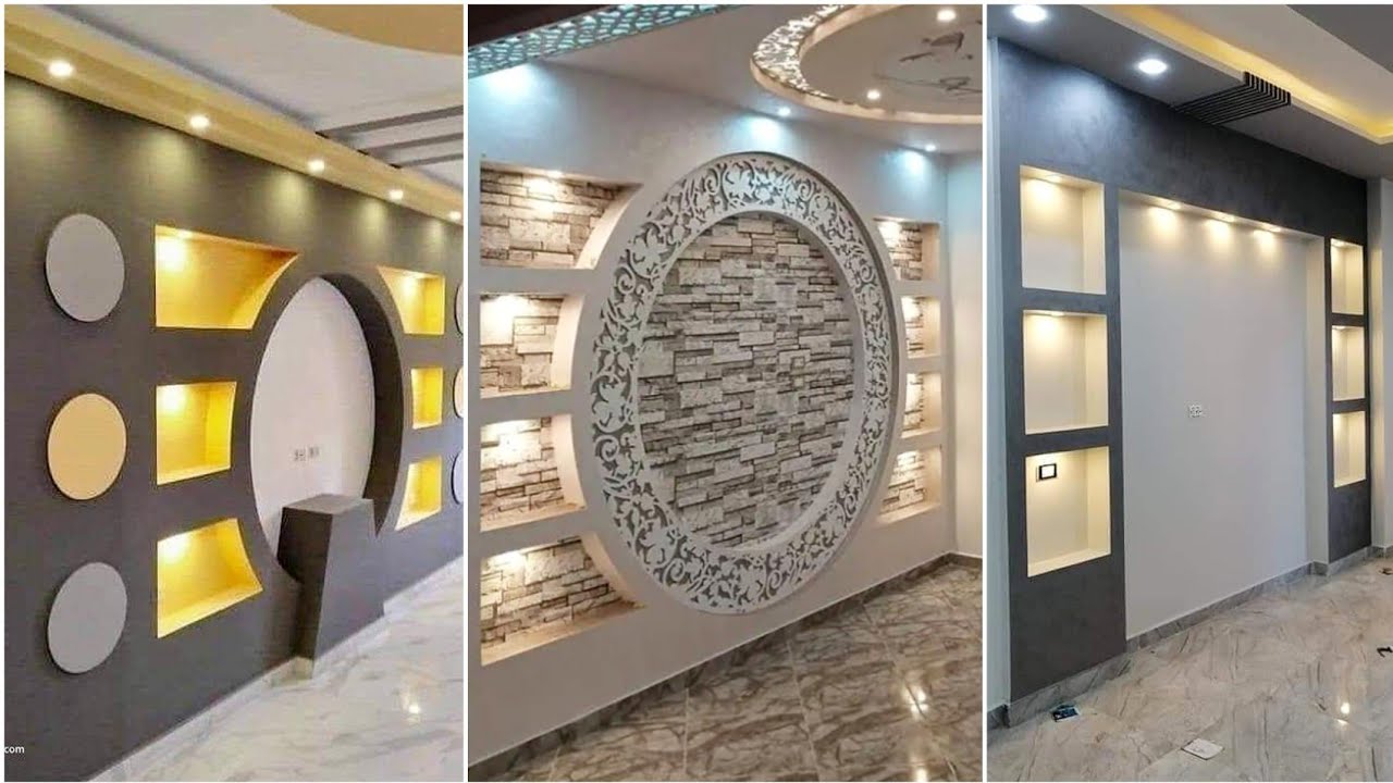 POP Design for TV Wall Unit 2022 | TV Self Design with Cement in Hall ...