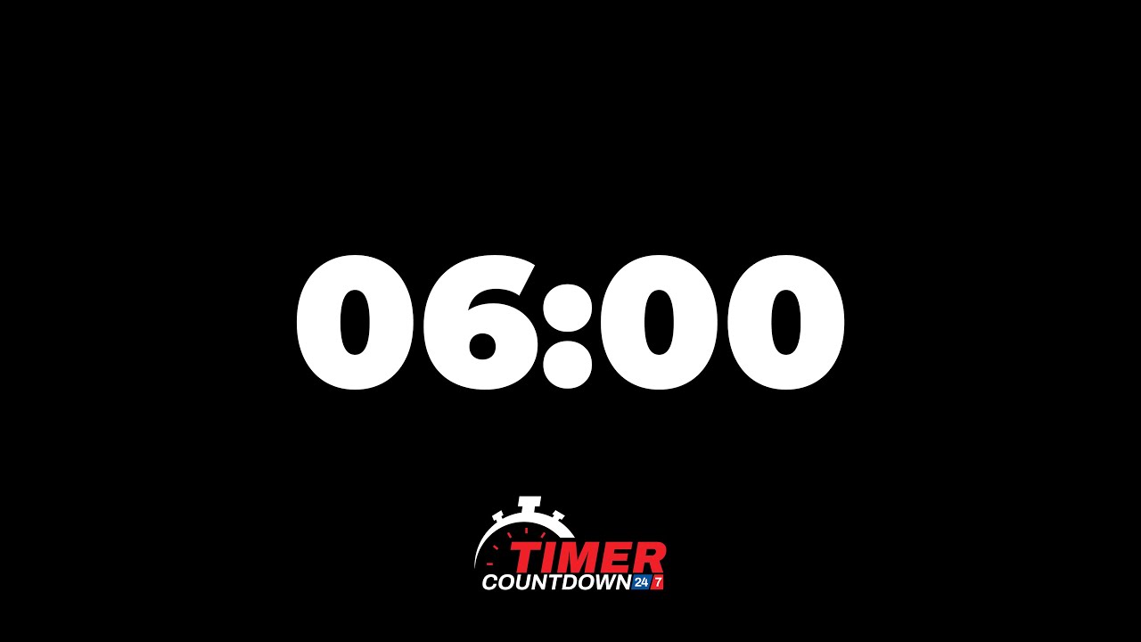 6-Minute Timer | Black Screen Countdown with Alarm - YouTube