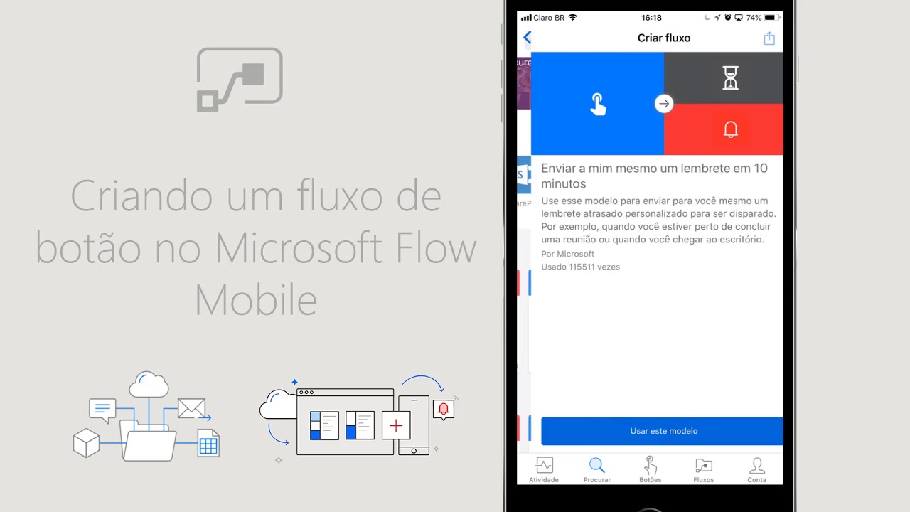 Criando um fluxo de botão no Microsoft Flow Mobile - YouTube