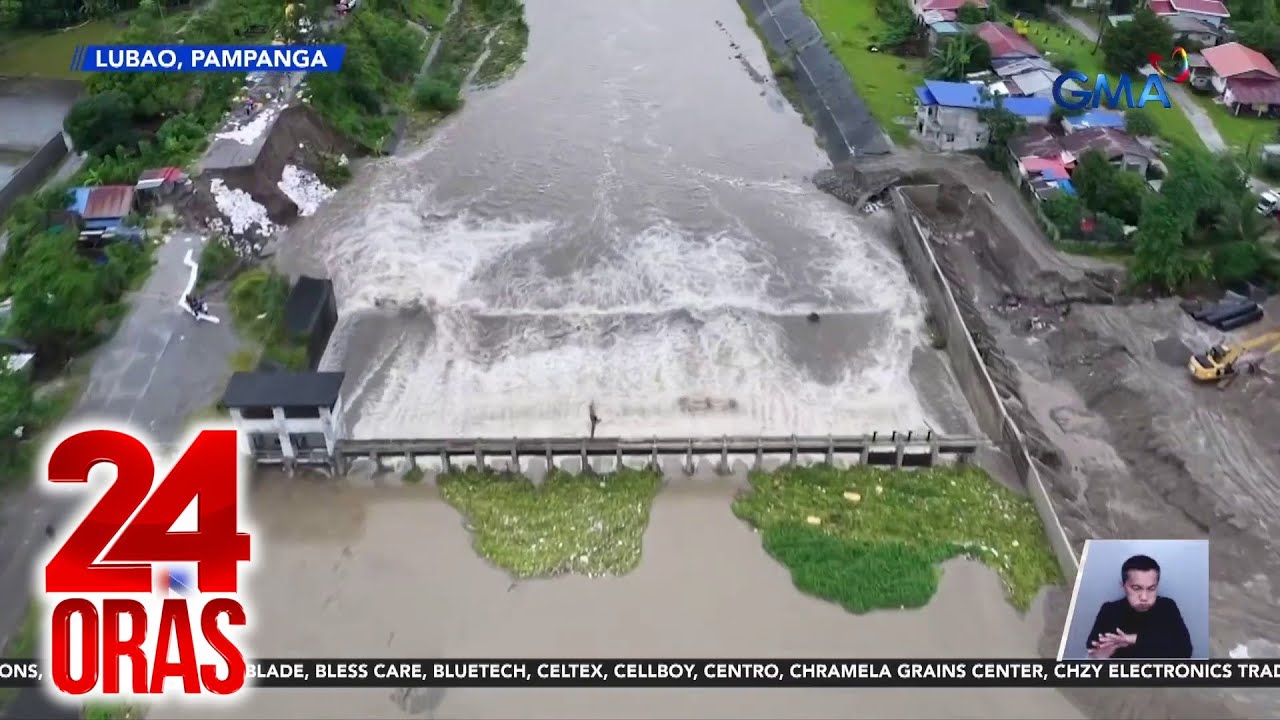 Bahagi ng dike sa Lubao, Pampanga, kinain ng malakas na ragasa ng tubig ...