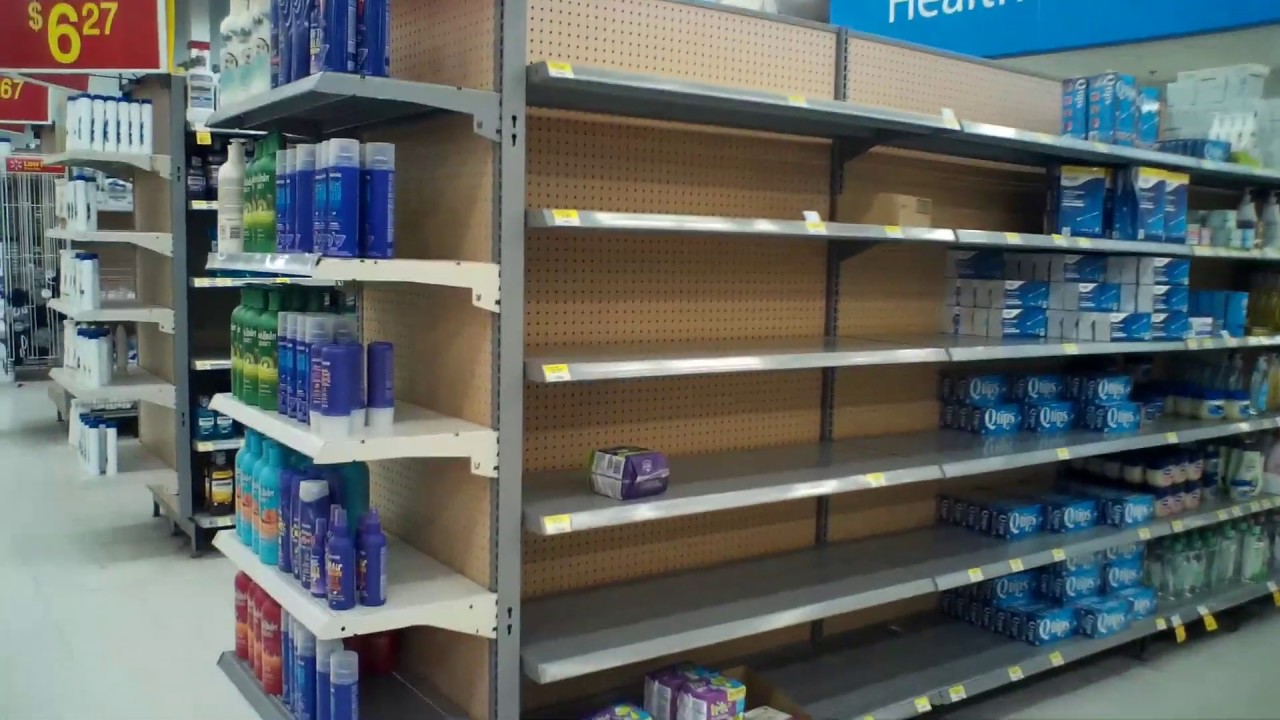 Coronavirus panic shopping: empty shelves at Walmart - YouTube