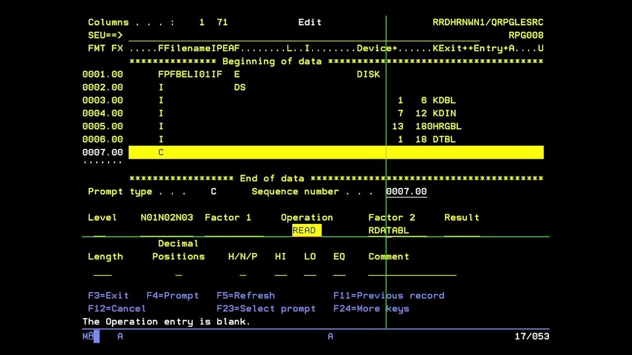 Pembacaan Record pada Physical File Menggunakan READ Maupun CHAIN Bahasa Pemrograman RPG AS400 ...