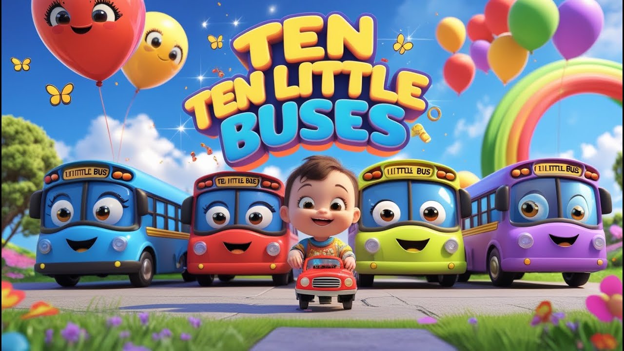 Ten Little Buses Song | Nursery Rhyme for Kids | Counting with Fun ...