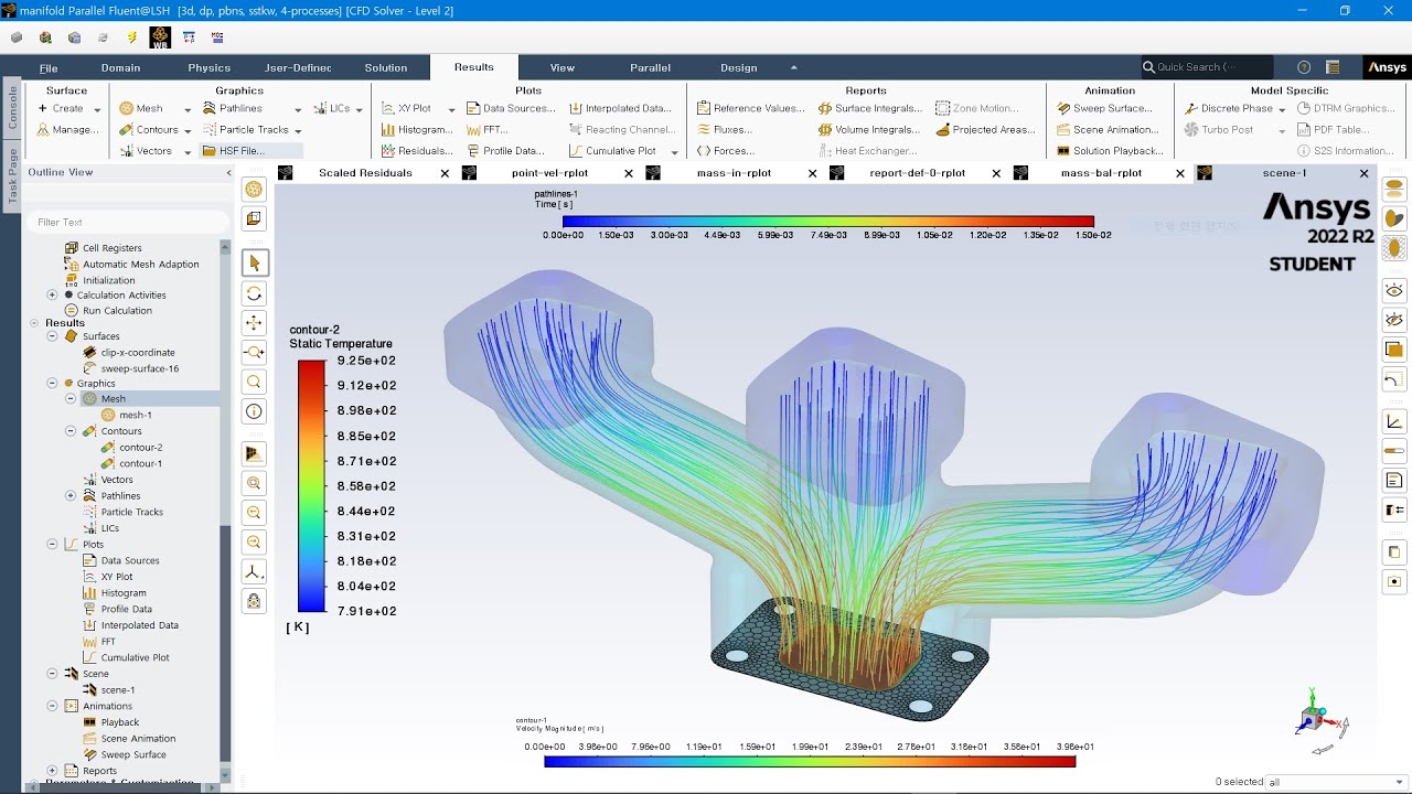[ANSYS Fluent Tutorial] 4. Exhaust Manifold의 대류 열전달2 - 해석 설정 및 결과확인 ...