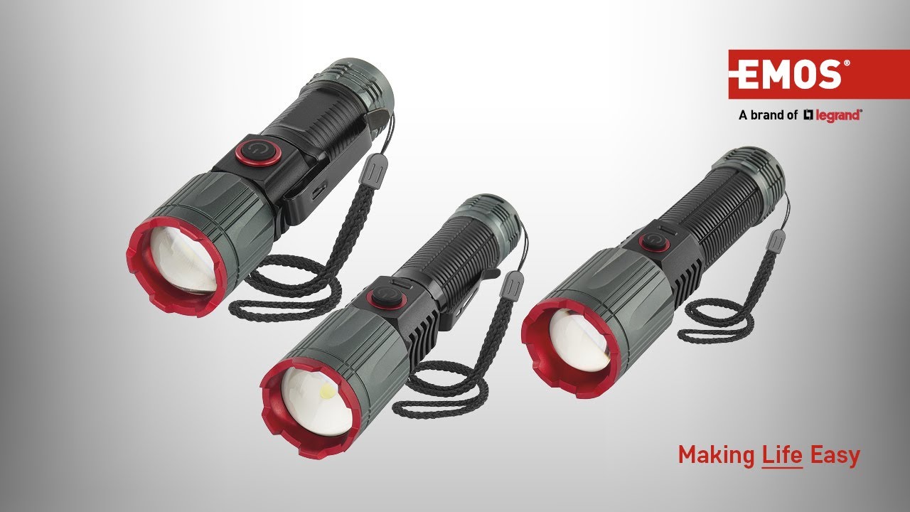 Metal LED flashlights with focus | EMOS P3120, P3121, P3122 - YouTube