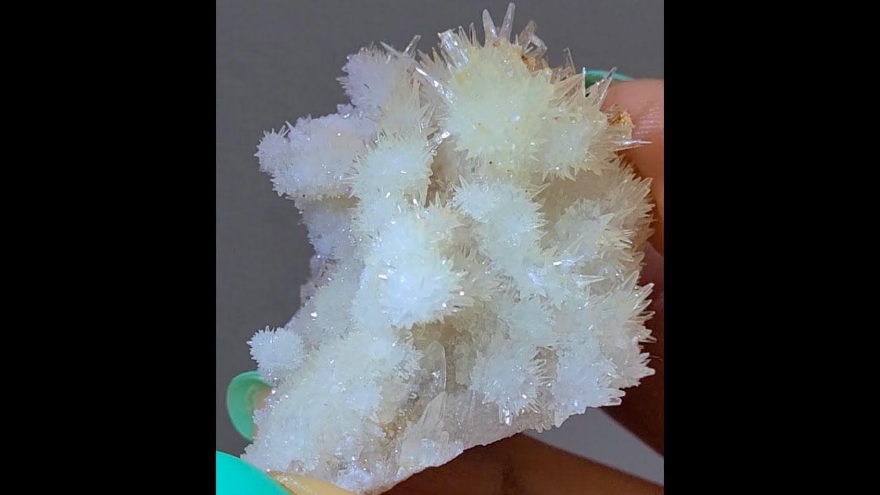 Yellow aragonite bubble cluster with rainbow calcite - YouTube