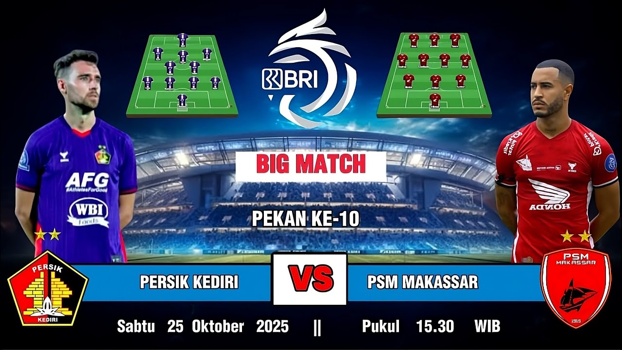 PERSIK KEDIRI VS PSM MAKASSAR, BRI SUPER LEAGUE PEKAN KE-10 - YouTube