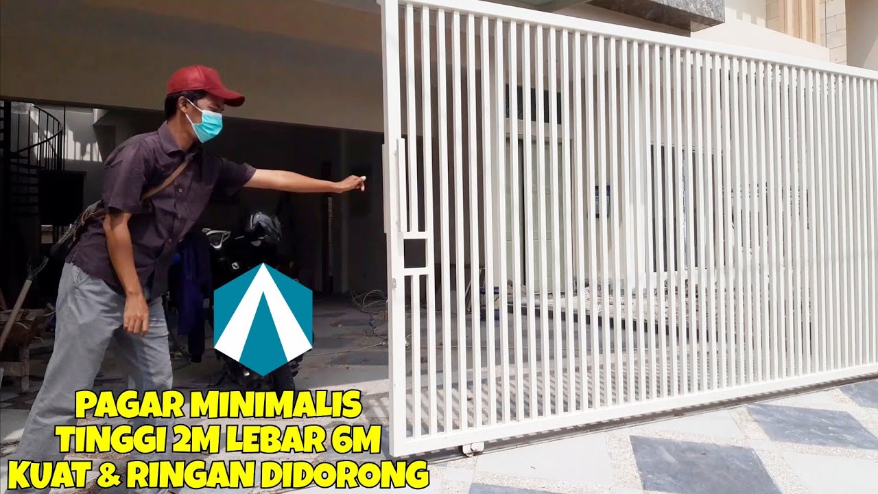 Pintu Pagar sliding tinggi 2m namun ringan didorong || pagar minimalis ...