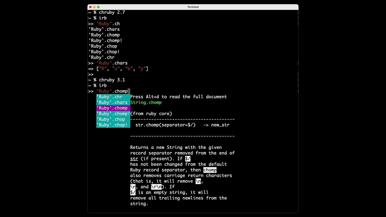 Better IRB autocomplete in Ruby 3.1 #shorts - YouTube