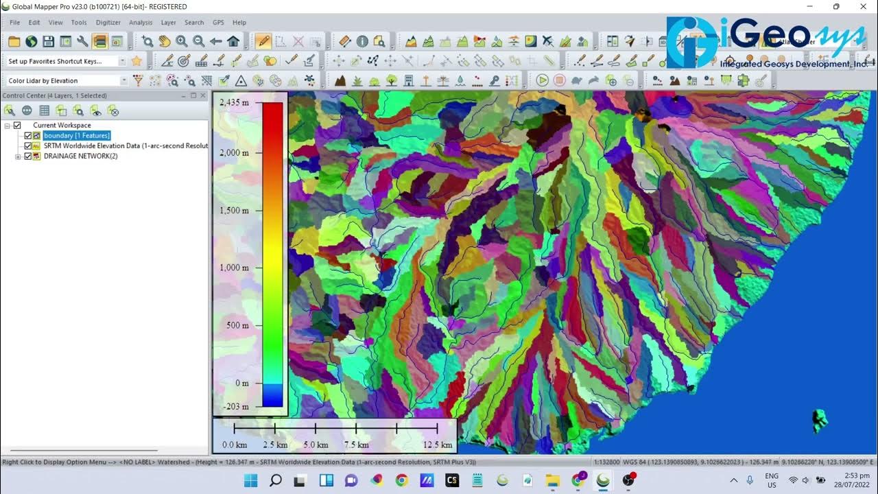 Watershed Delineation / Create Watershed in Global Mapper - YouTube