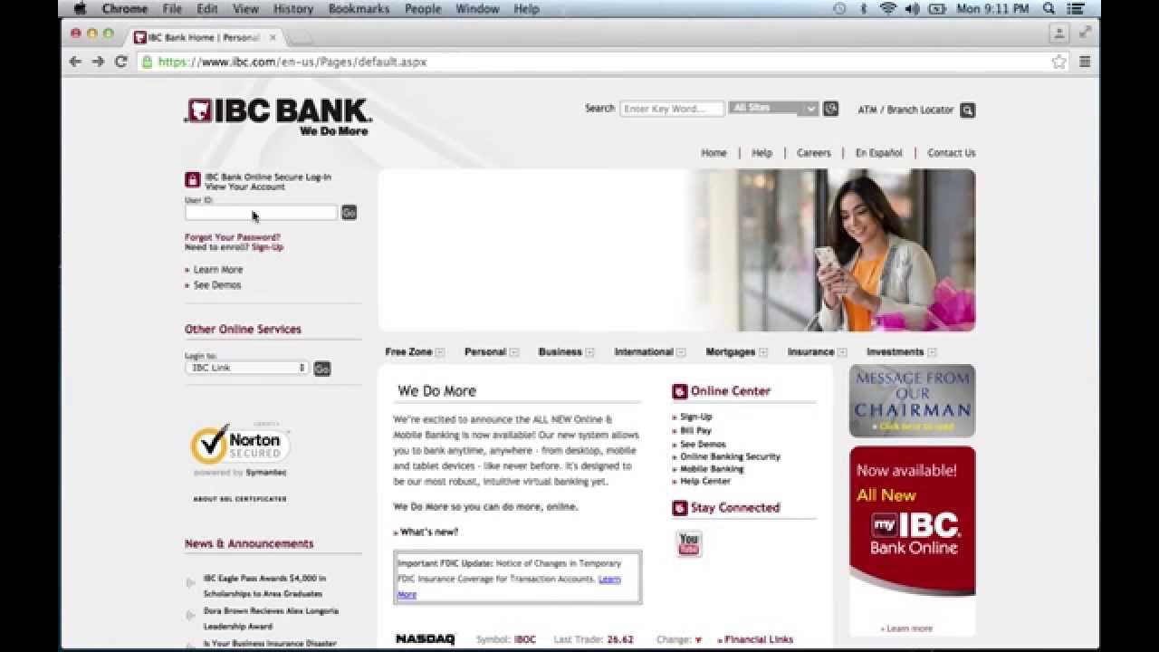 IBC Bank Online Banking Login Instructions - YouTube