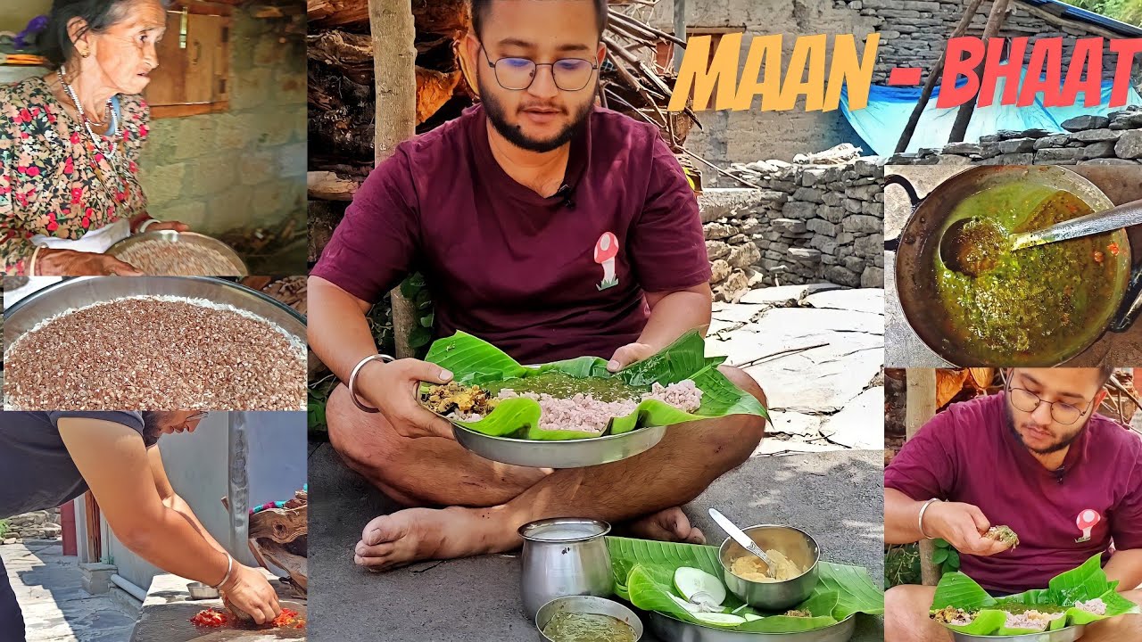 Pahadi🏔️ Famous Dish 😋Maan Bhaat (मान भात) Uttrakhand Chawal Sabji Red ...