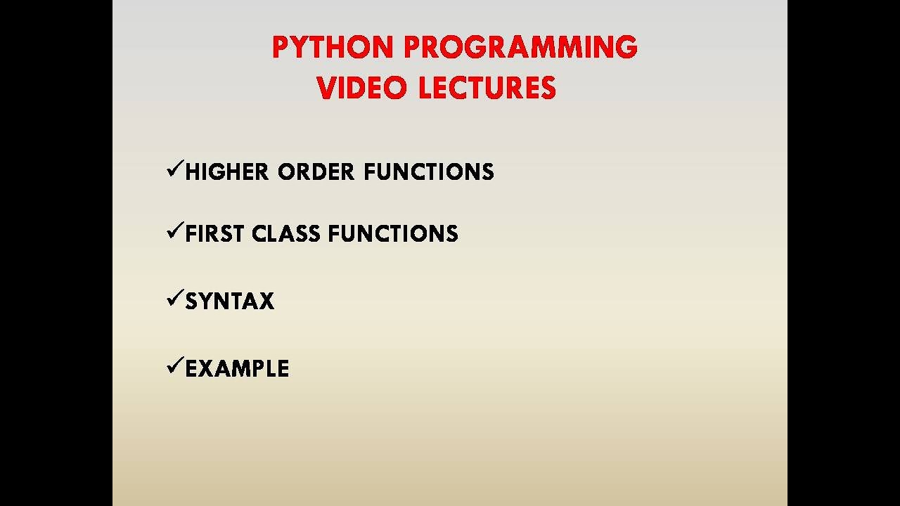 Higher Order functions First Class Functions PART-1 - YouTube