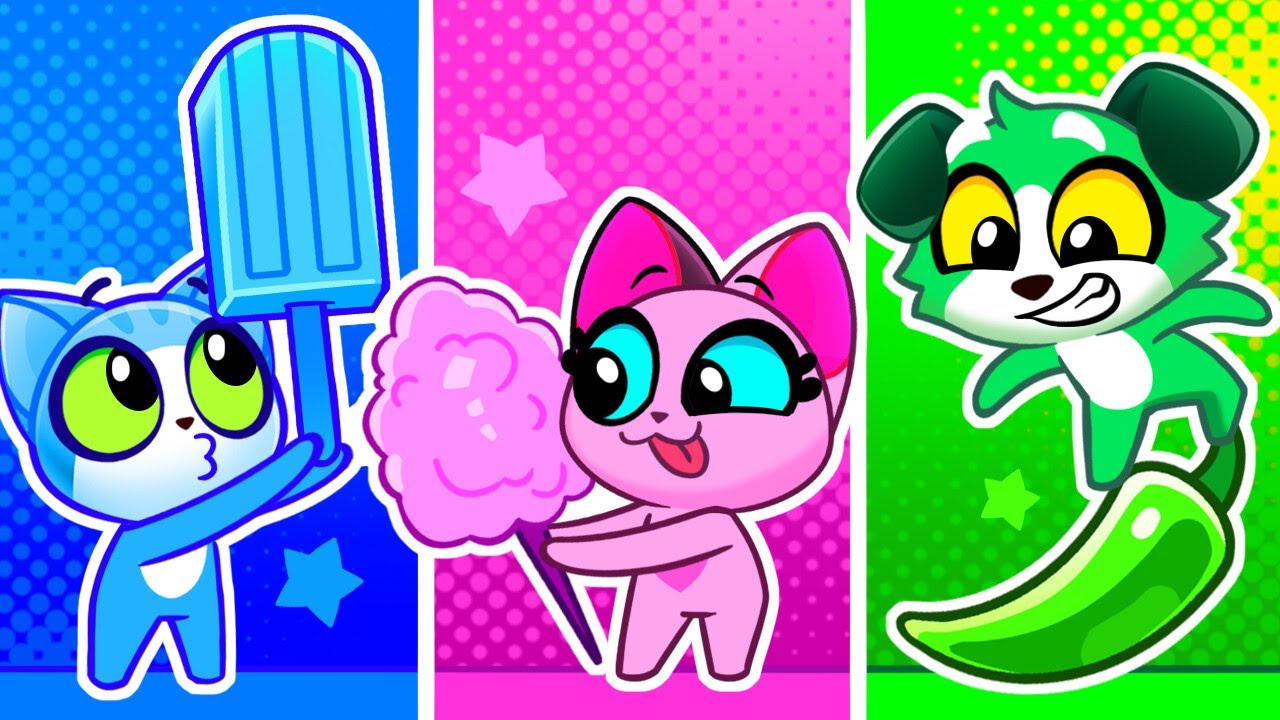 🍽️🎨 Comer Solo Comida De Un Color | Reto Para Niños 🌈🐱 - YouTube