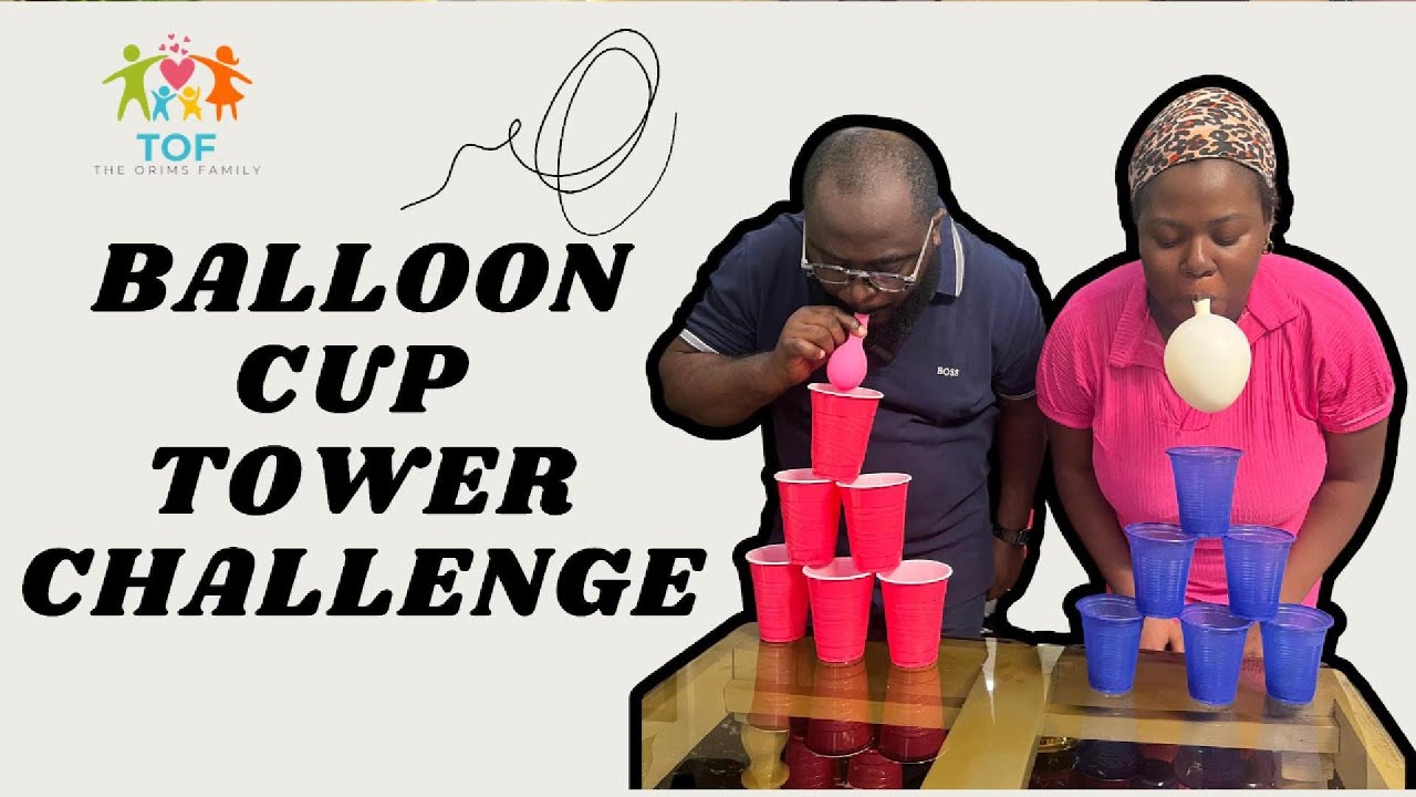 Ballon Cup Tower Challenge - Family Cup Game - YouTube