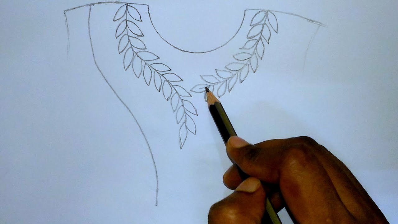 Hand drawing neck design for girls dress/kurti,Pencil drawing neck ...