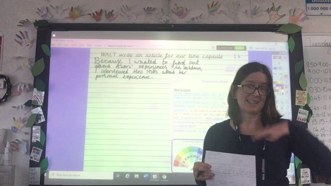 21 1 14 Mrs Johnson's Writing Video - YouTube