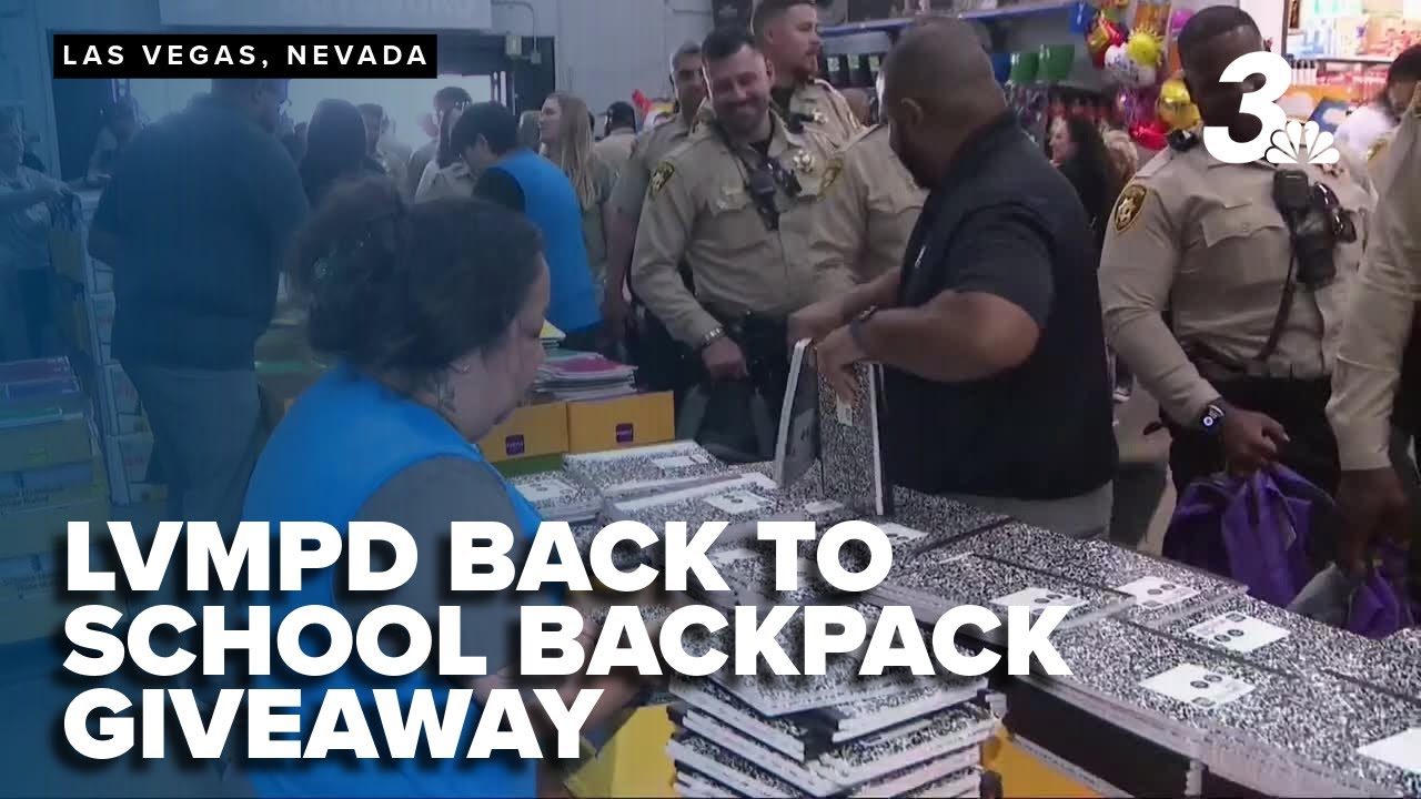 LVMPD Foundation aids students with backpack giveaway - YouTube