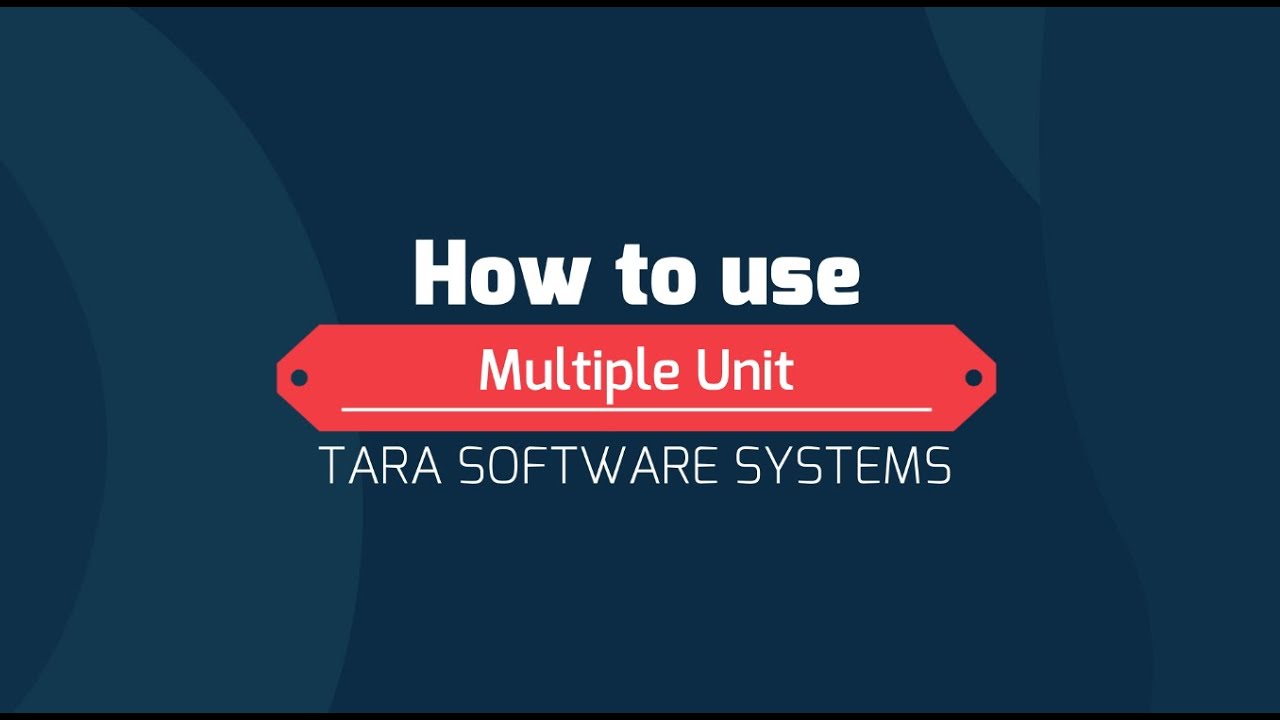 How to use multiple unit in TARA Software - YouTube
