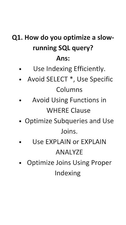 How do you optimize a slow running sql query#sql #sqlquestions # ...