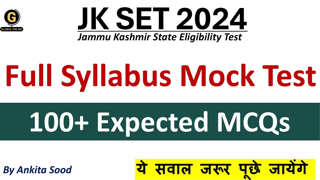 JKSET Paper 1 Full Syllabus Mock Test 2024 | Important Questions for ...
