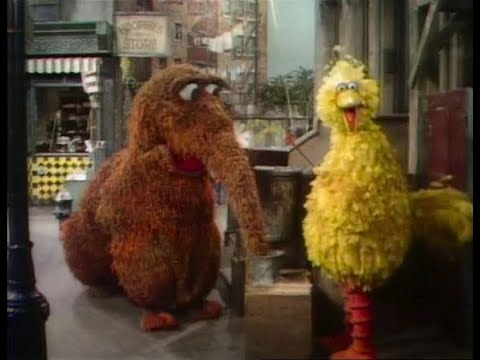 Classic Sesame Street - Snuffleupagus drinks soapy water from a bucket ...