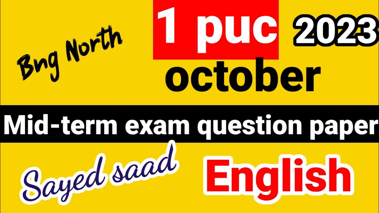 1st puc English midterm exam question paper October 2023 Karnataka ...