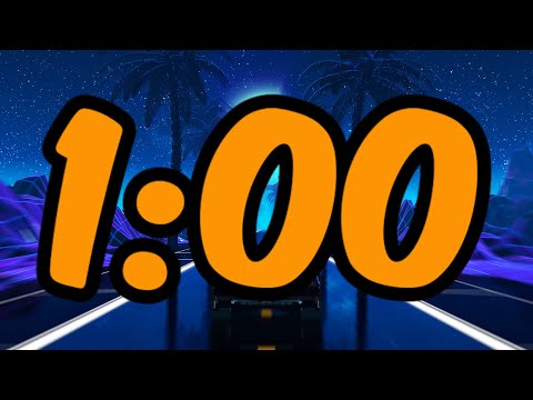 1 Minute Timer - 80s Retro Futuristic Sci-Fi - Minute - Timer - Royalty Free Background Video.