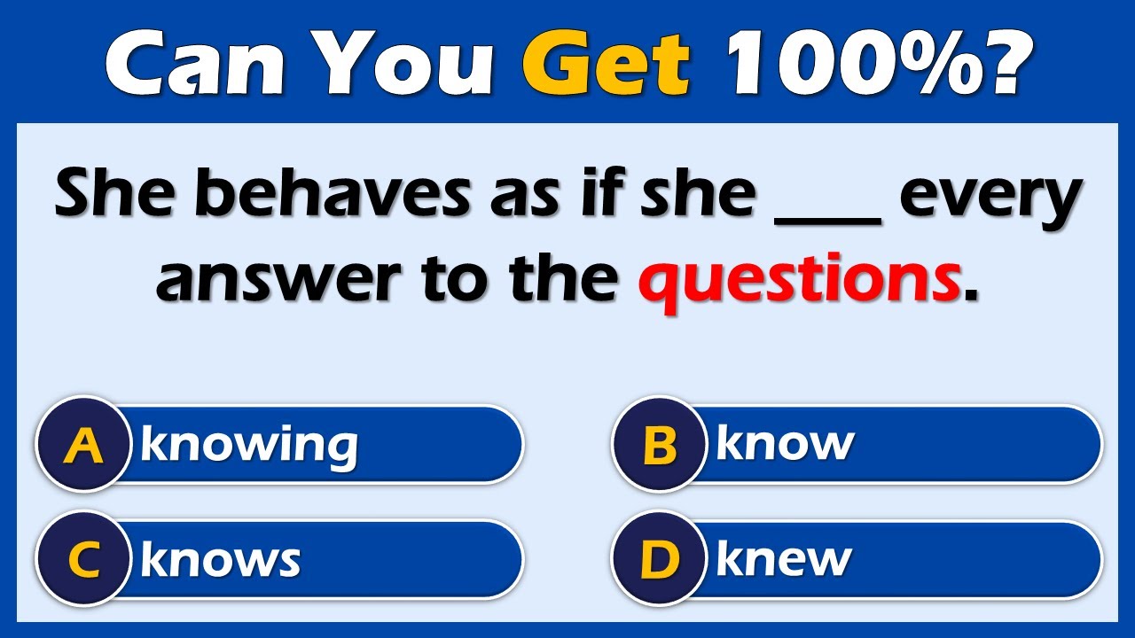 Mixed English Grammar Test: If you score over 96% on this quiz, your ...