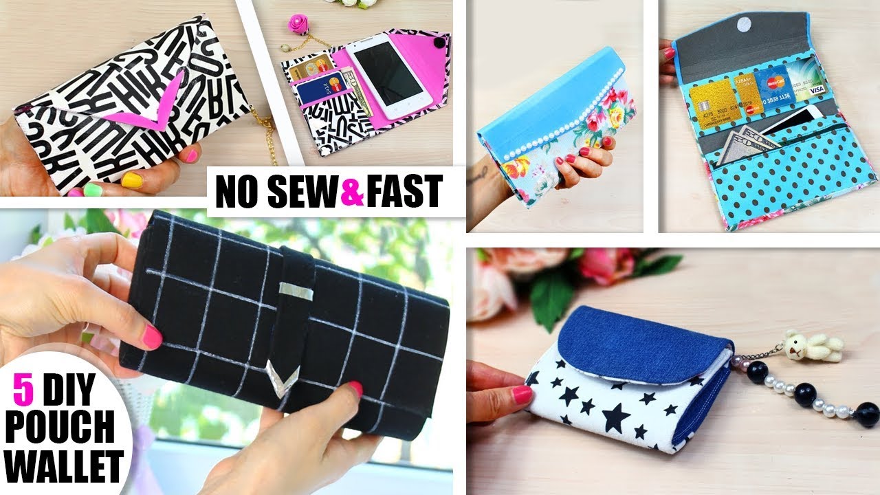 5 DIY WALLET PURSES AWESOME DESIGN // Handmade Purse Wallet Jeans ...