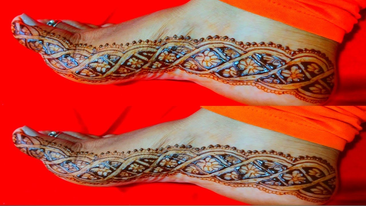 foot side mehndi design simple ll leg mehndi design ll most beautiful ...