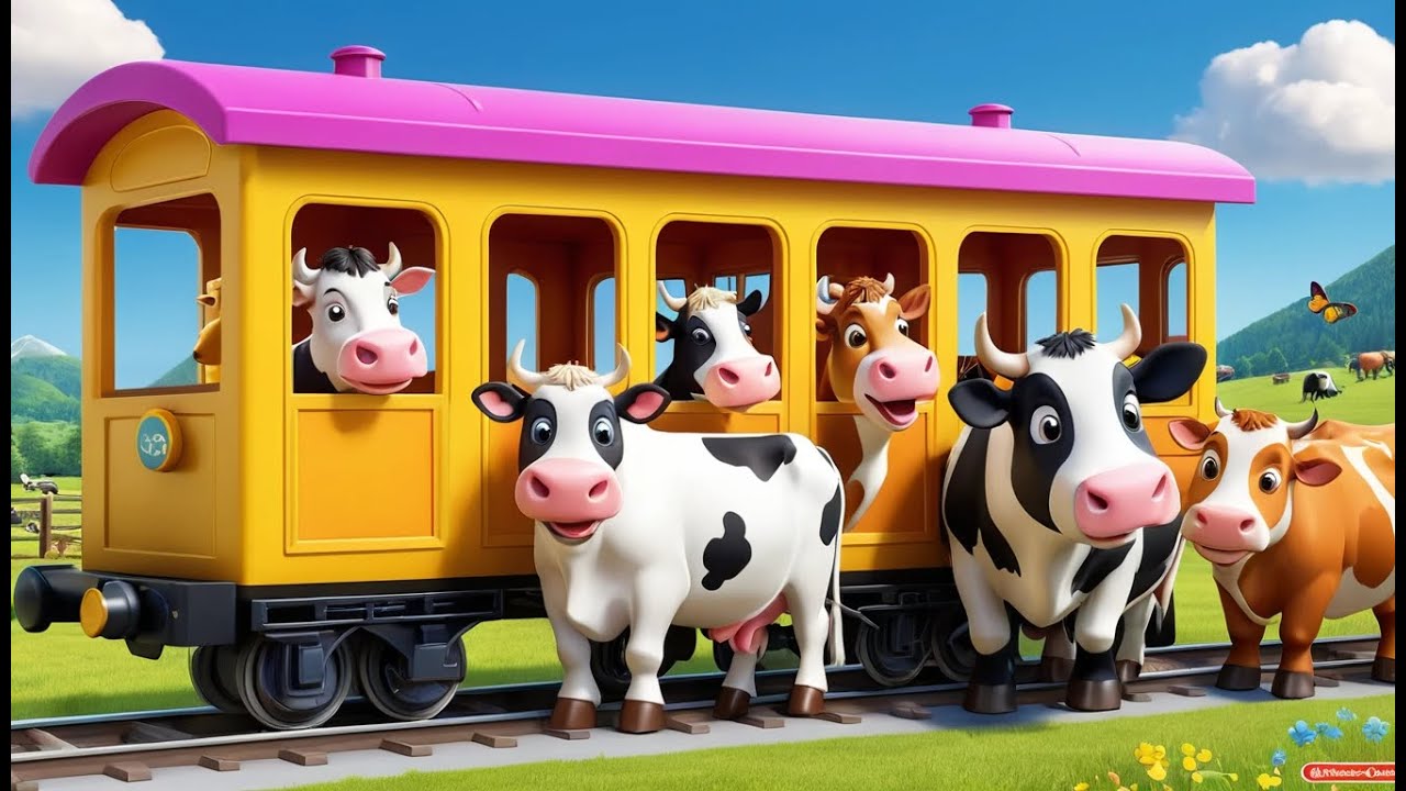 The Cows on the Train Go Moo Moo | Fun Train Song for Kids | Mooing ...