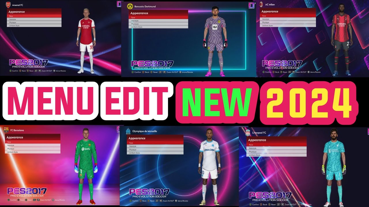 PES 2017 NEW NEON BACKGROUND EDIT MENU 2024 - YouTube