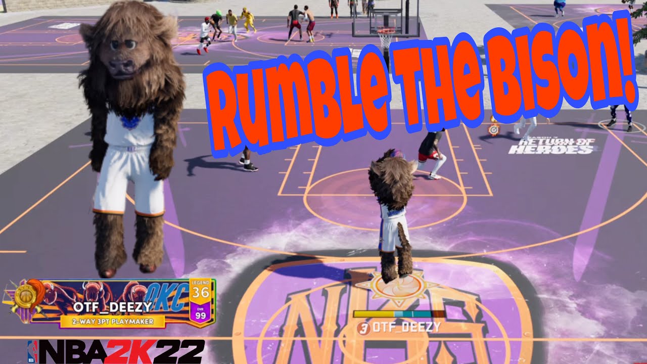 RUMBLE THE BISON (OKC Thunder Mascot) COOKING in the Park on NBA 2K22 ...