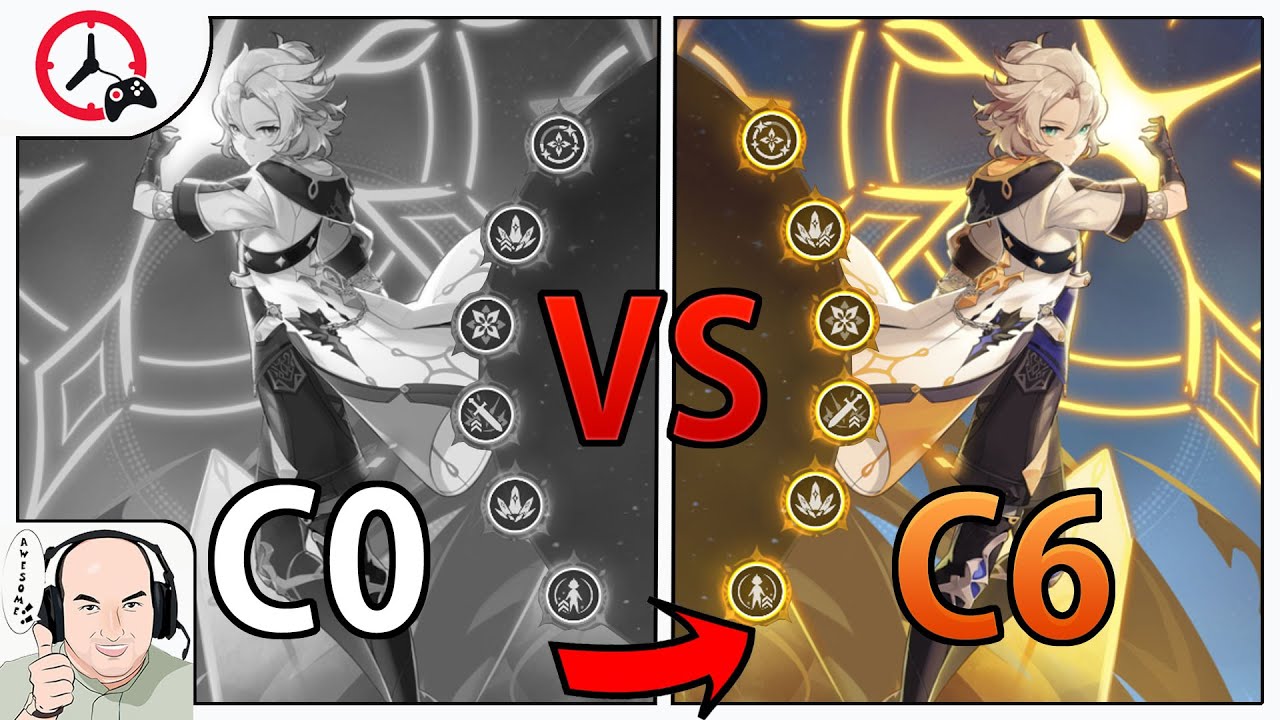 GENSHIN IMPACT: C0 vs C6 Albedo | 😲قفزة في الدمج مو طبيعية - YouTube