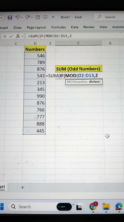 Find Odd Numbers SUM In Excel 💯 | Excel Functions 🔥 #shorts #tricks #tips #technology #bytetech ...
