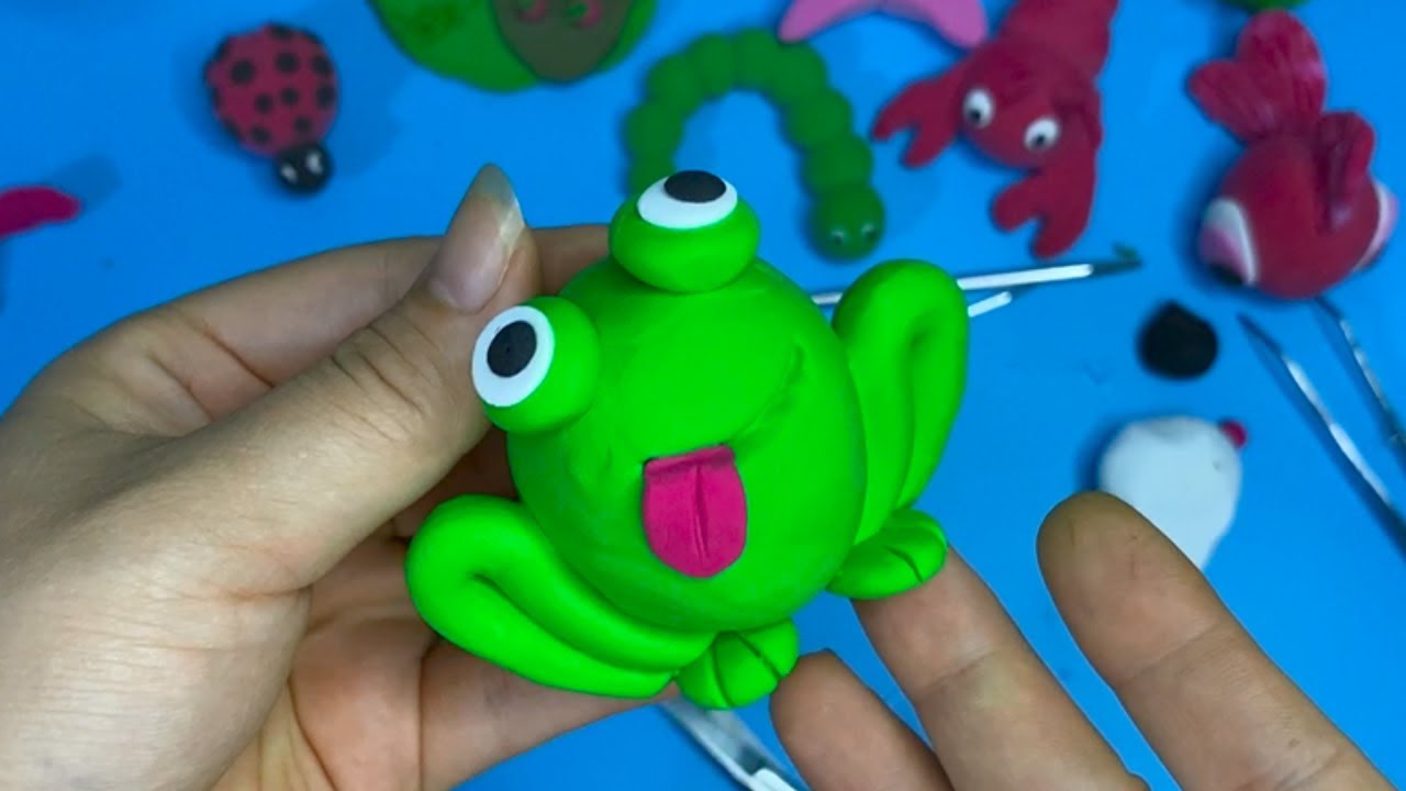 How to make a Clay Frog 🐸 Easy Frog Polymer Clay Tutorial | Clay art ...